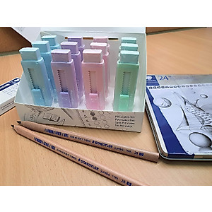 Staedtler Sliding retractable pencil eraser with plastic sleeve, assorted soft pastel color 4 Pack