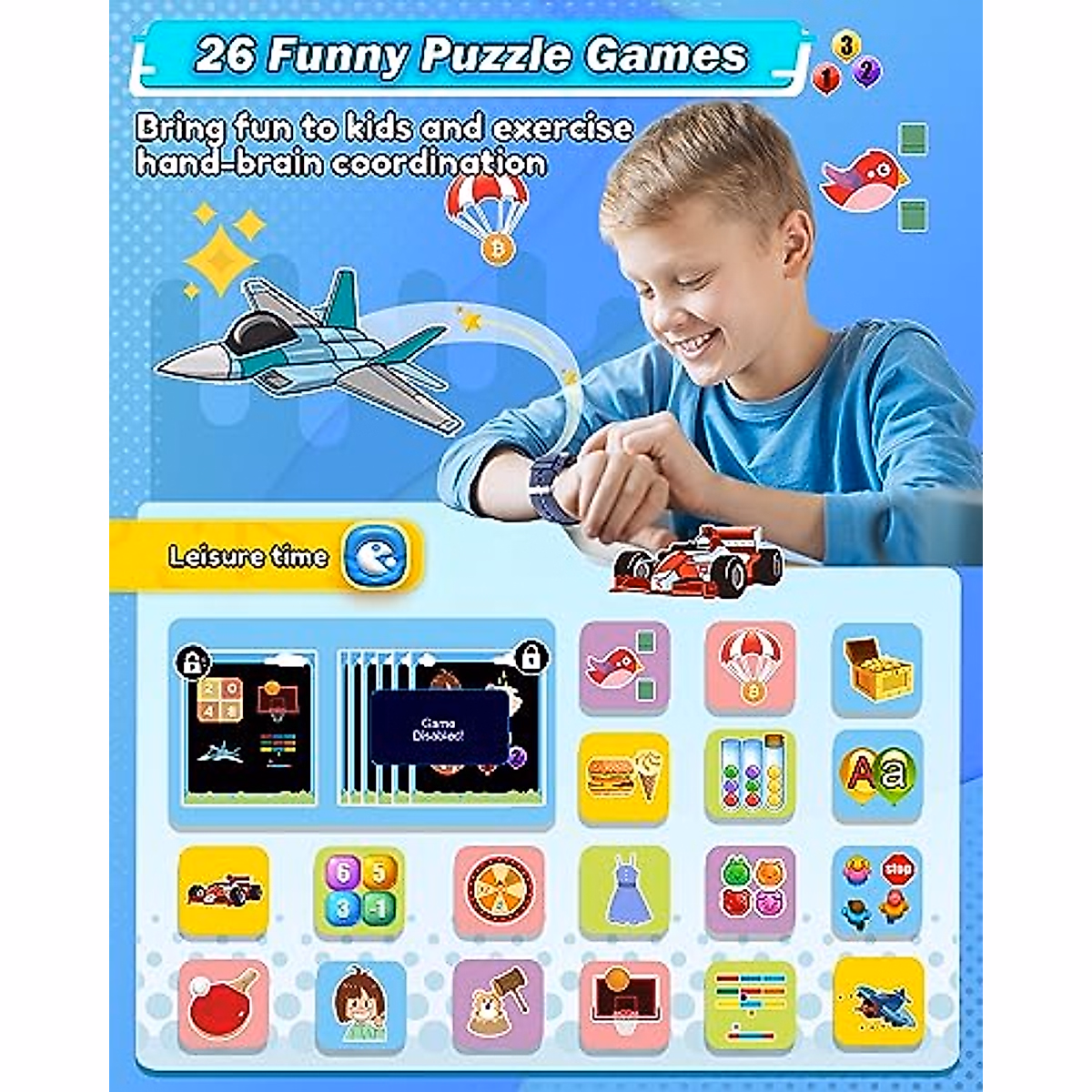 Sueseip Kids Watch for Boys Toys Age 6-8, HD Touchscreen Dual Cameras Smart Watch for Kids Boys Ages 5-7, Kids Toys with 26 Games Learn Card Audio Story for 6 7 8 9 10 Year Old Boys Birthday Gifts