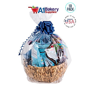 Cellophane Bags For Baskets Cellophane Gift Bags For Baskets Toys And Gifts Extra Large Jumbo BOPP Cellophane Bags 30 x 40 Inch Preimum Quality Bags Made in USA - 10 Pack by A1 Bakery Supplies (No Basket included Cello Bags only)
