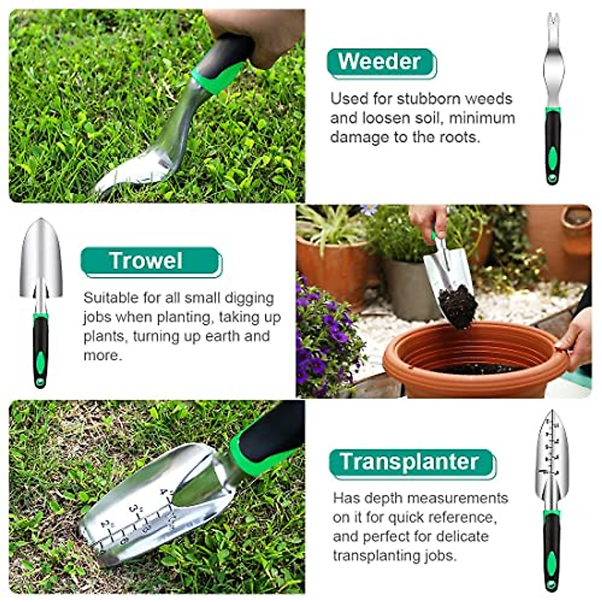 82 Pcs Garden Tools Set, Extra Succulent Tools Set, Heavy Duty Gardening Tools Aluminum with Soft Rubberized Non-Slip Handle Tools, Durable Storage Tote Bag, Gifts for Men (Blue)