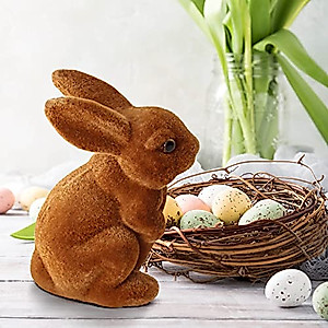 Spring Bunny Table Gift Easter Decoration Figurine Decoration Decoration Bunny, Easter Rabbit Statue, Artificial Bunny Figurines Ornament for Home,Office Desk,Easter Party Garden Yard Decoration (D)