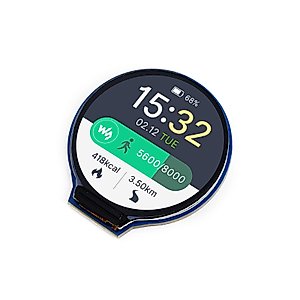 waveshare 1.28 inch Round LCD Display for Arduino/Jetson Nano/Raspberry Pi/STM32, 240×240 IPS Screen Monitor 65K RGB Colors, Using SPI Bus, Embedded GC9A01 Driver