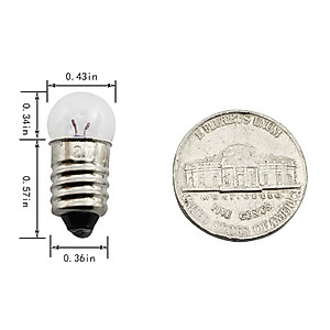 RuiLing 10-Pack E10 Mini Light Bulbs Screw Base Indicator Light Incandescent Bulb Old-Fashioned Flashlight Lamp for Physical Electrical Experiment 2.5V 0.3A (No Base)