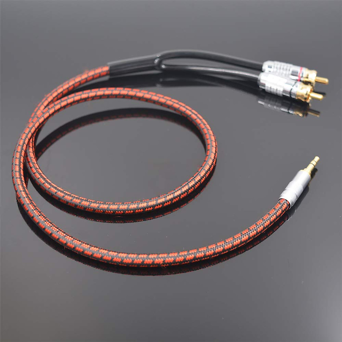 Primeda Audiophile Audio Cable Stereo 3.5mm Male to 2 RCA Male Red for Smartphone, MP3,CD, Tablets, Speakers,Home Theater,HDTV (Straight 3.5mm (3 Feet))