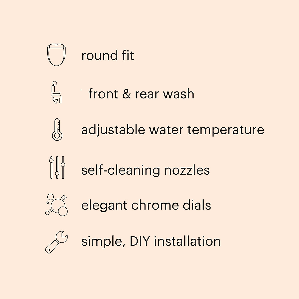 Brondell Swash Bidet Toilet Seat, Non-Electric, Dual Temperature, Fits Round Toilets, White – Dual Nozzle System – with Easy Installation