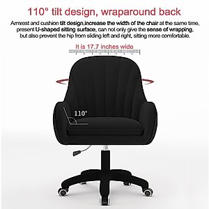 Home Office Chair Computer Chair with Mid-Back Upholstered Modern Tufted Computer Task Chair Swivel Height Adjustable Velvet Accent Chair Suitable for Bedroom, Study