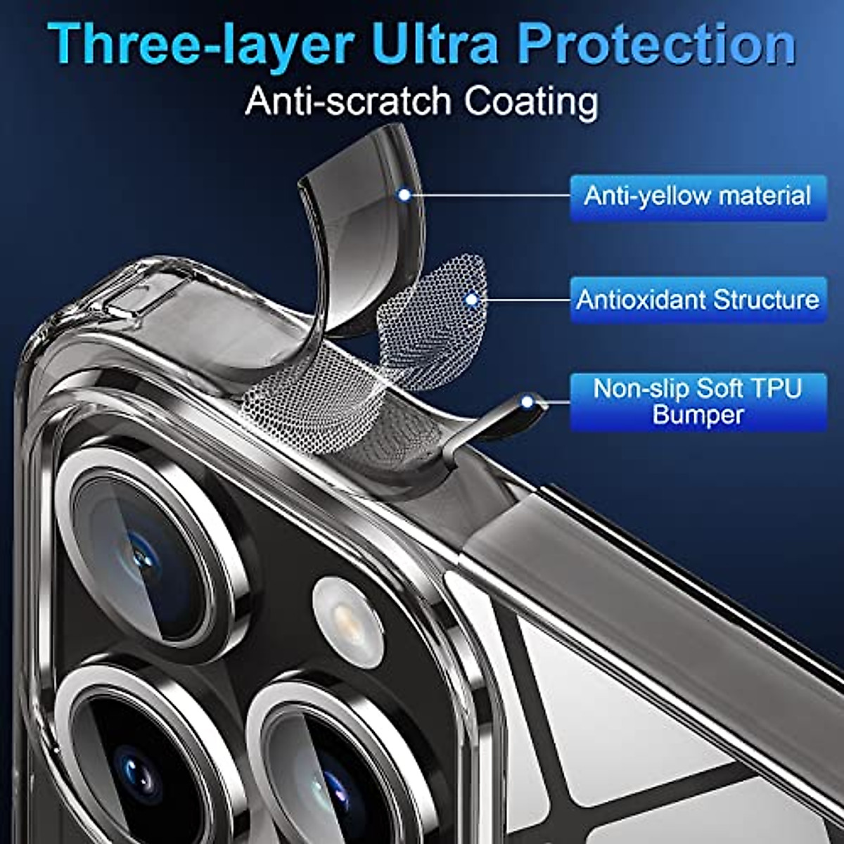 (2023 New) for iPhone 14 Pro Max Case MagSafe Clear, [Strong Magnet] [Non-Yellowing] [Military Grade Protection] Magnetic Slim Thin Bumper Phone Cover for (Apple 14pro Max, Clear-Mag Safe)