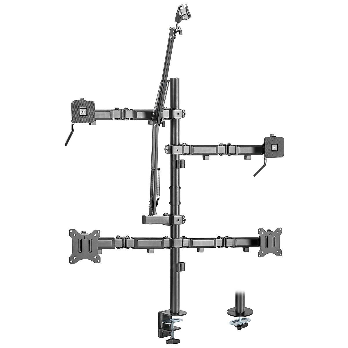 Mount-It! All in One Live Streaming Equipment | 5 Arm Streaming Desk Mount That Holds Dual Monitors, Cameras and Ring Light with Mic | YouTube Setup for Recording and Facebook Live Equipment