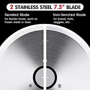 Meat Slicer, CUSIMAX Electric Deli Food Slicer with Two 7.5'Removable Stainless Steel Blades and Pusher, Cheese Fruit Vegetable Bread Cutter, Adjustable Knob for Thickness, Food Carriage