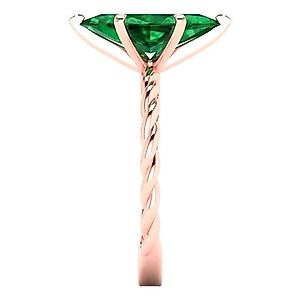 Clara Pucci 2ct Marquise Cut Solitaire Rope Twisted Knot Simulated Emerald Engagement Bridal Promise Anniversary Ring 18K Rose Gold 6.25