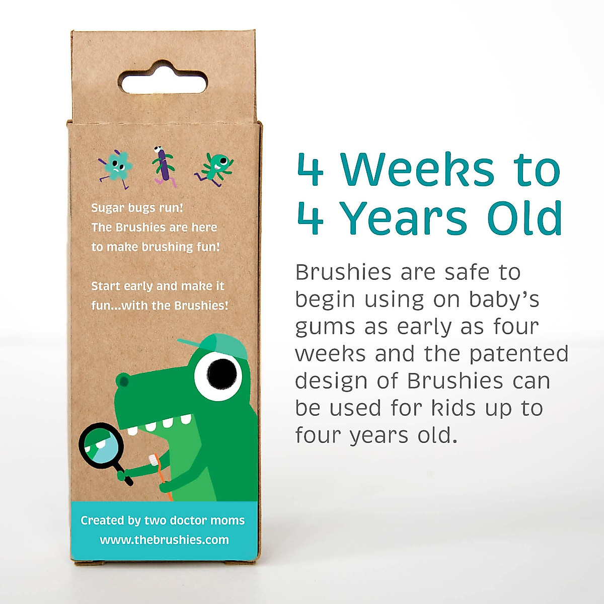 The Brushies Chomps The Dino Toddler Toothbrush/Dental Item/Youth Tooth & Gum Care/Ages 4 Weeks to 4 Years