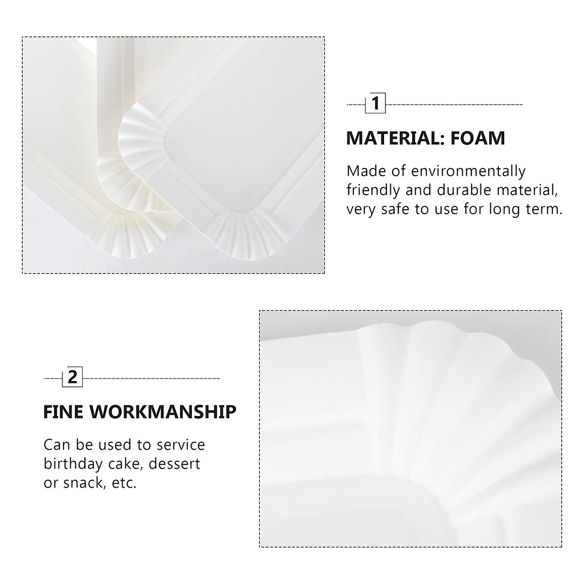 100PCS Paper plate for cake Fruits Tray dishwasher tray dinner Dish birthday disposable dinnerware disposable serving trays Party Paper Plates rectangle Foam white meat dish