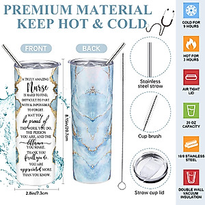 Domensi 6 Pcs Nurse Week Appreciation Gifts for Women Medical Nursing Assistant 20 oz Marble Sign Tumbler Makeup Bag Notepad with Ballpoint Pen for Graduation Nursing Student(Blue)