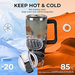 YTLKGFP 40 Oz Large Capacity Car Cup Cut Sea Turtle Tumbler with Handle (Black) Straw Lid Insulated Stainless Steel Water Bottle Travel Mug Leak-proof Car Cup Keeps Cold Or Hot