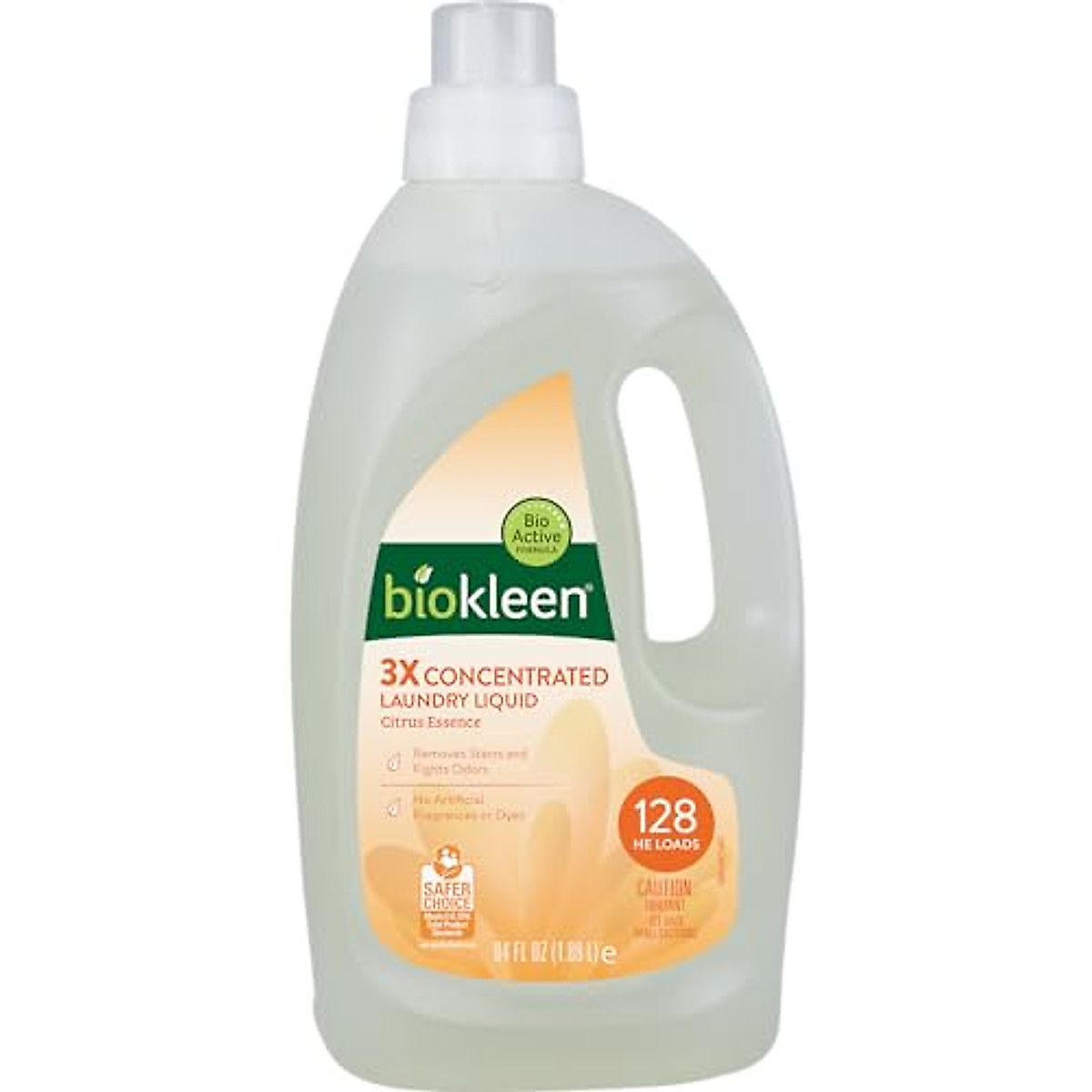 Biokleen Natural Laundry Detergent - 128 HE Loads - Liquid, Concentrated, Eco-Friendly, Non-Toxic, Plant-Based, No Artificial Fragrance or Preservatives, Citrus Essence