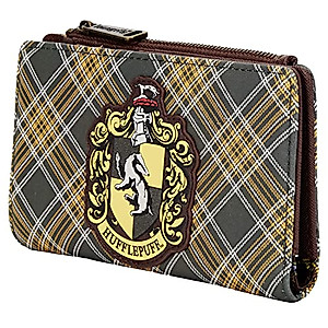 Loungefly Harry Potter Hufflepuff Plaid Pattern Faux Leather Wallet