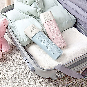 Bathroom Carved Portable Toothpaste Case Travel Toothbrush Holder Protective Holder Case for Hiking CampingPractical (Blue)