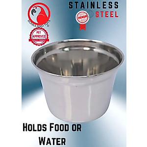 Bonka Bird Toys 800127 Parrot Stainless Steel Water 12oz Cup Cage Seed Feed Bowl
