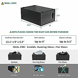 OTHZON 12 Pack Shoe Storage Box, Clear Plastic Stackable Shoe Organizer for Closet, Space Saving Foldable Shoe Sneaker Containers Bins Holders (Black) Great for Saving Closet Space GPJCFCDUS