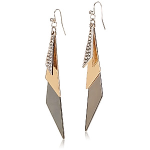 GUESS "Basic" Mixed Metal Linear Triangles Drop Earrings
