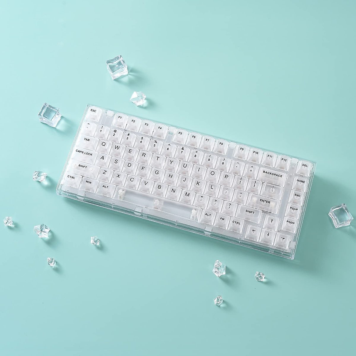 YUNZII X75 82 Key Hot Swappable Mechanical Keyboard with Transparent Keycaps, Gasket Mount 75 Keyboard, RGB Backlit Custom Gaming Keyboard for Windows/Mac (Crystal White Switch, Wired -White)