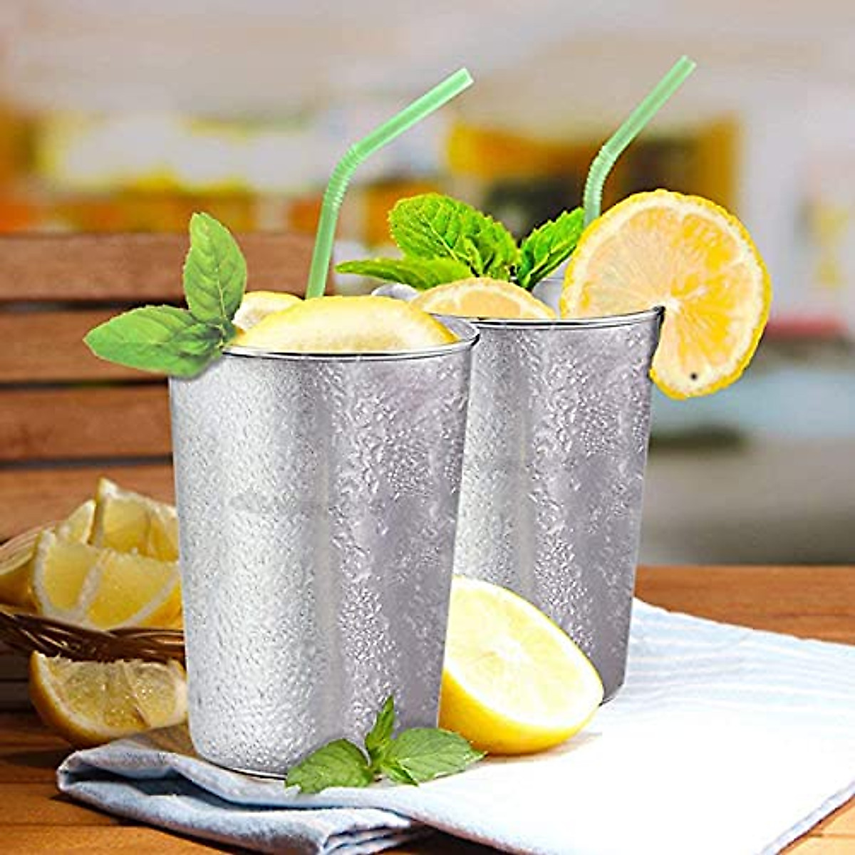 YOLCAR 6 Pack 8 oz Stainless Steel Kids Cups, Children's Pint Cups, Stackable Metal Cups, Shatterproof Drinking Glasses