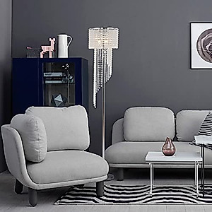 Hsyile Lighting KU300160 Modern Style Floor Lamp Chrome Finish and Plentiful Crystals,3 Lights