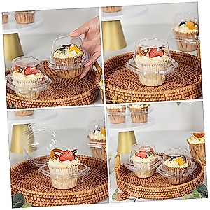 HEMOTON 100pcs Cupcake Packing Boxes Cake Packing Box Disposable Containers Mini Cake Boxes Mini Plastic Containers Dessert Holder Cups Cupcake Packaging Boxes Individual Cupcake Holder