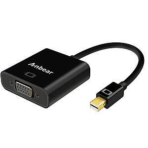 Anbear Mini DisplayPort to VGA Adapter, Mac to VGA Converter (Male to Female) HD 1080p Thunderbolt to VGA Compatible for iMac, Mac Books, Surface and Laptops with Mini Displayport