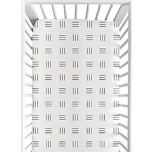 Sweet Jojo Designs White Brown Boho Mudcloth Boy Girl Fitted Crib Sheet Baby Toddler Bed Nursery Cocoa Chocolate Tan White Bohemian Woodland Tribal Southwest Mud Cloth Hatch Gender Neutral Triple Line