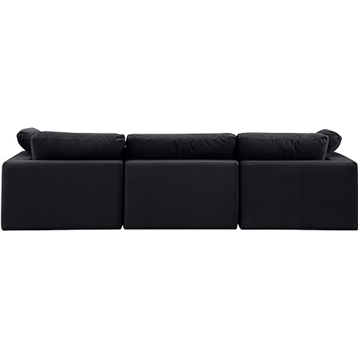 Meridian Furniture 189Black-S119 Comfy Collection Modern | Contemporary Upholstered Modular Sofa with Soft Black Velvet, Down Feather Cushions, 119" W x 40" D x 34.5" H, Black