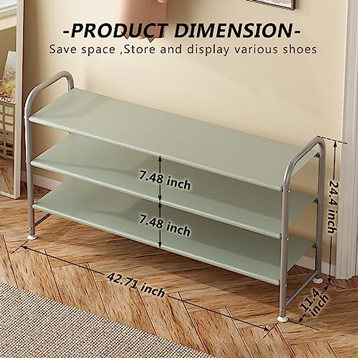 INGIORDAR Shoe Rack 3 Tier Storage Organizer for Closet Entryway
