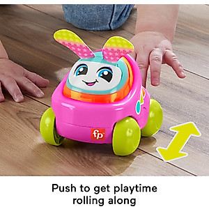 Fisher-Price Baby Learning Toy DJ Buggy Pink Push-Along Car with Music & Lights for Crawling Play for Infants Ages 9+ Months