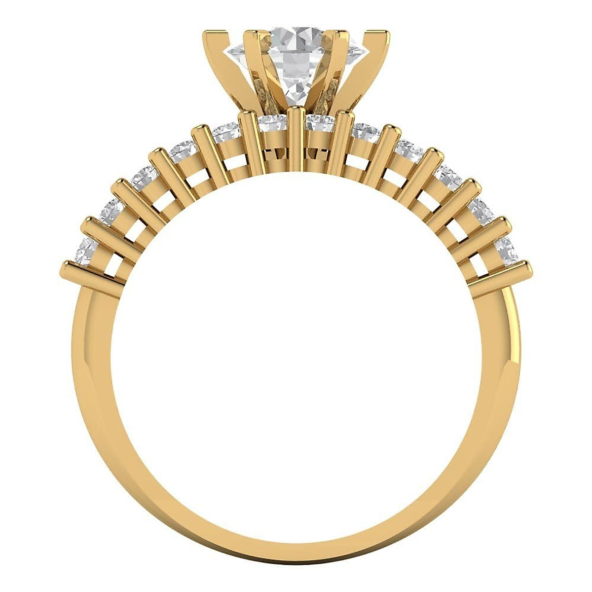 Clara Pucci 2.94ct Round cut Engraving Pave Solitaire White Sapphire Wedding Anniversary Ring band set 14k Yellow Gold Size 8