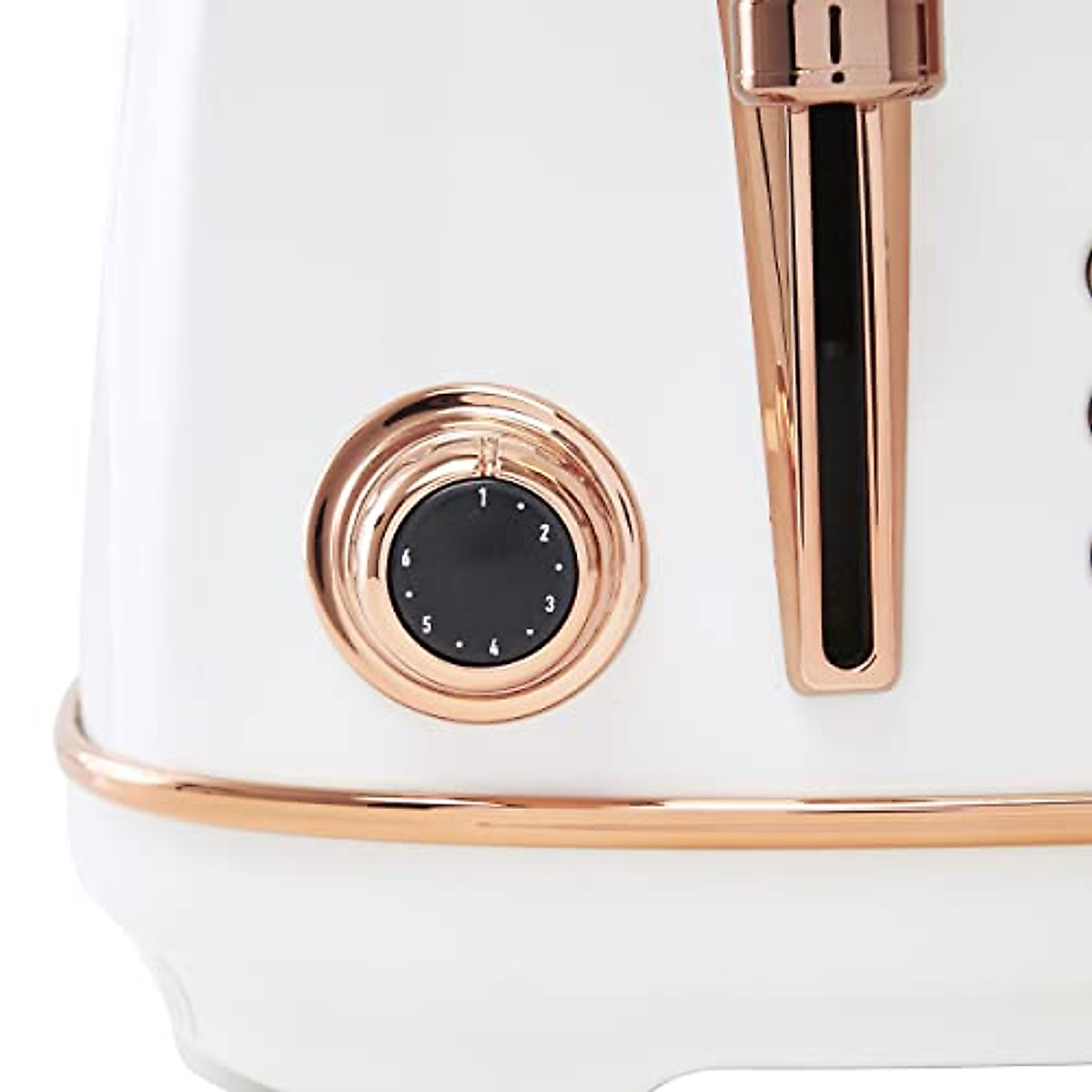 HADEN Heritage Stainless Steel Bread Toaster - 4-Slice Wide Slot Toaster with Button Settings, Removable Crumb Tray with Bagel and Defrost Settings - Ivory and Copper