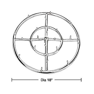 Stanbroil 18" Stainless Steel Round Jet Burner Ring for Natural or Propane Gas Fire Pit, 304 Series Stainless Steel, Double Ring