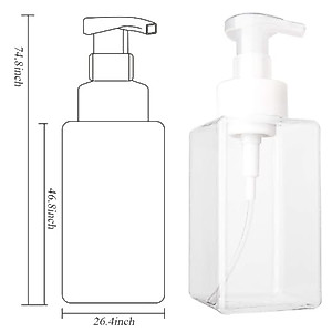 Foaming Soap Dispenser, Refillable Hand Soap Dispenser, Pump Bottle 450ml(16oz), Plastic for Liquid Soap, Shampoo, Body Wash, 2 Pcs (Clear+Clear)