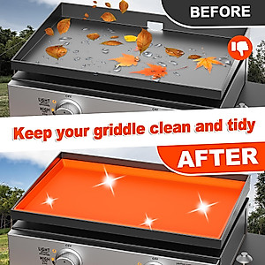 RRW 22" Griddle Mat Silicone for Blackstone, Heavy Duty Food Grade Silicone Griddle Mat Cover Grill, Protect Your Griddle From Rodents, Insects, Debris and Rust, All Season BBQ Grill Mat- Orange