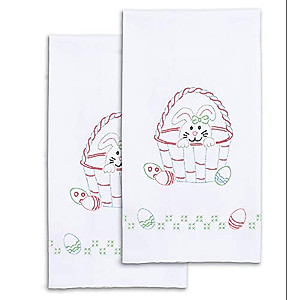 Jack Dempsey Needle Art Easter Embroidery Towels, white