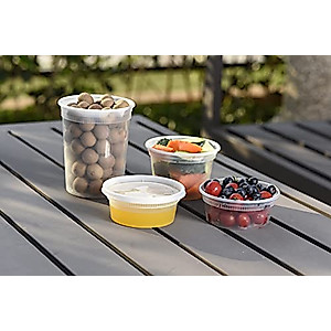 Generic Food Storage Container 48 Set Deli Containers With Lids Reusable Plastic Small Soup Bowls Salad Cups Leakproof Safe BPA Free For freezer Dishwasher Microwave(16 oz)