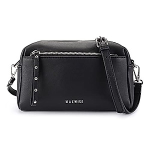 MAXWISE Shoulder Bags PU Leather Side Purse Crossbody Purses for Women Triple Zip Small Crossbody Bag for women,Cell Phone Purse Shoulder Handbag Wallet(Black)