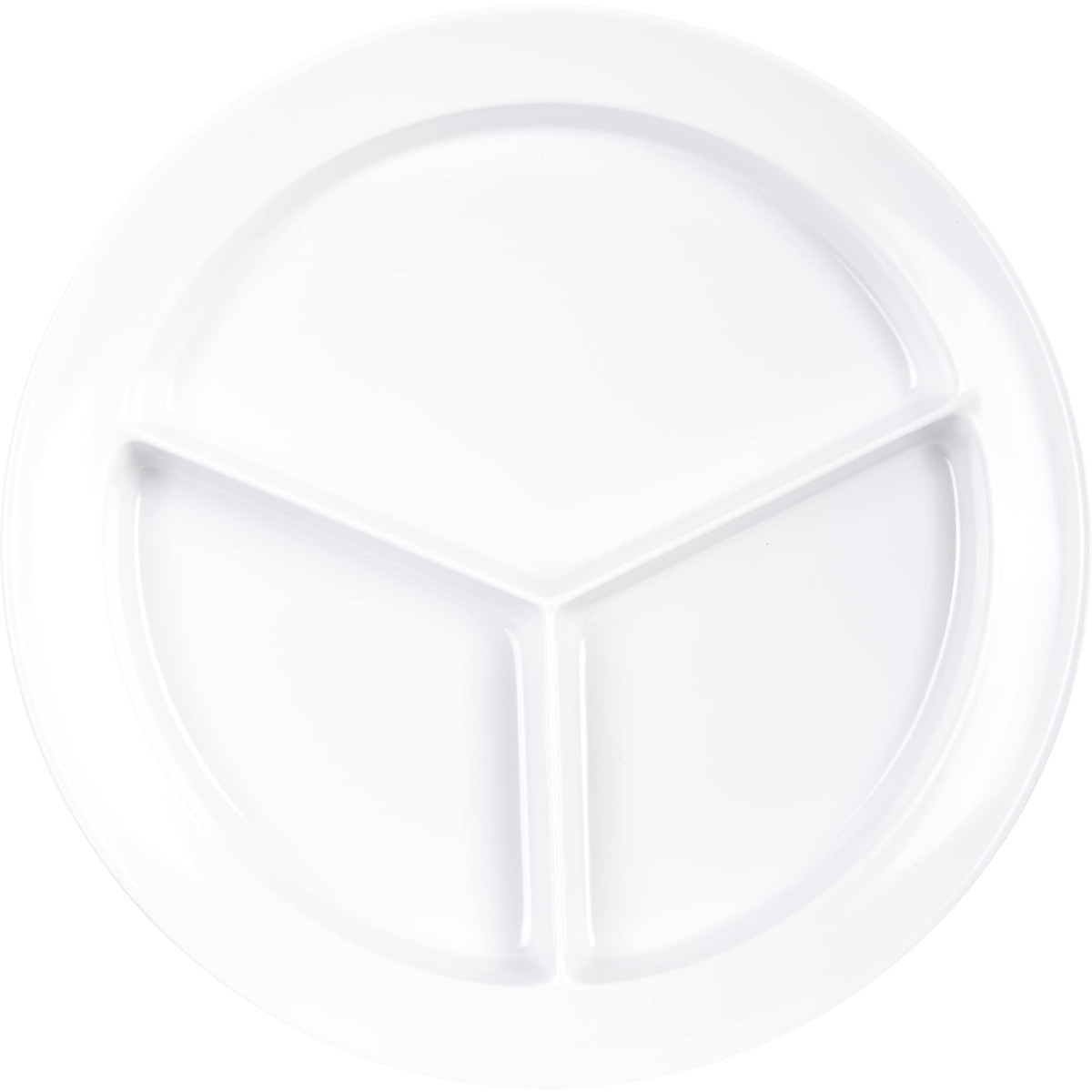 Carlisle FoodService Products Kingline Divided Plate Deep Compartment Plate with 3 Compartments for Home and Restaurant, Melamine, 8.75 Inches, White