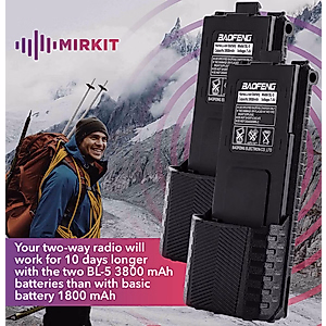 MIRKIT 2pc UV5R Battery BL-5 3800mAh & 2pc 2.5 mm USB Charger Cables with Lanyards Mirkit for Two Way Radio Compatible with Baofeng UV-5R BF-F8HP UV-5RX3 UV-5RTP UV-5X3
