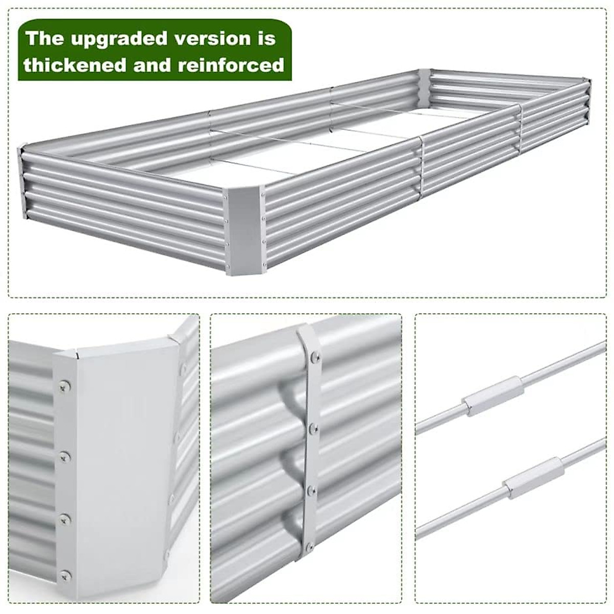 Land Guard 12×4×1ft Galvanized Raised Garden Bed Kit, Super Large Metal Raised Garden Beds for Vegetables, Galvanized Planter Raised Garden Boxes Outdoor(359 Gallon Capacity)