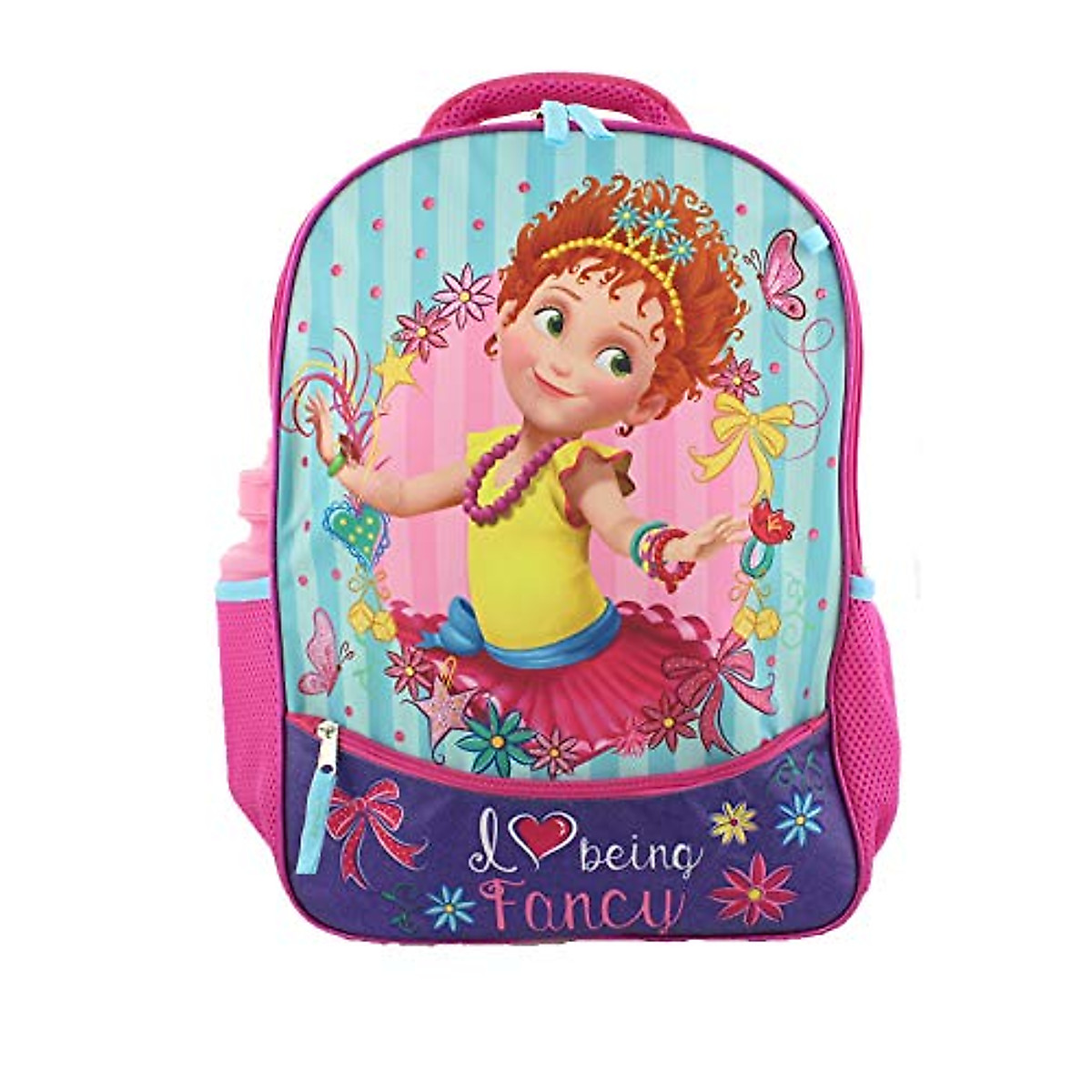 Fancy Nancy Girls 5 piece Backpack and Snack Bag School Set (One Size, Pink/Blue)