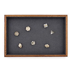 Premium Wood DND Dice Tray with Matching Crystal Dice Set