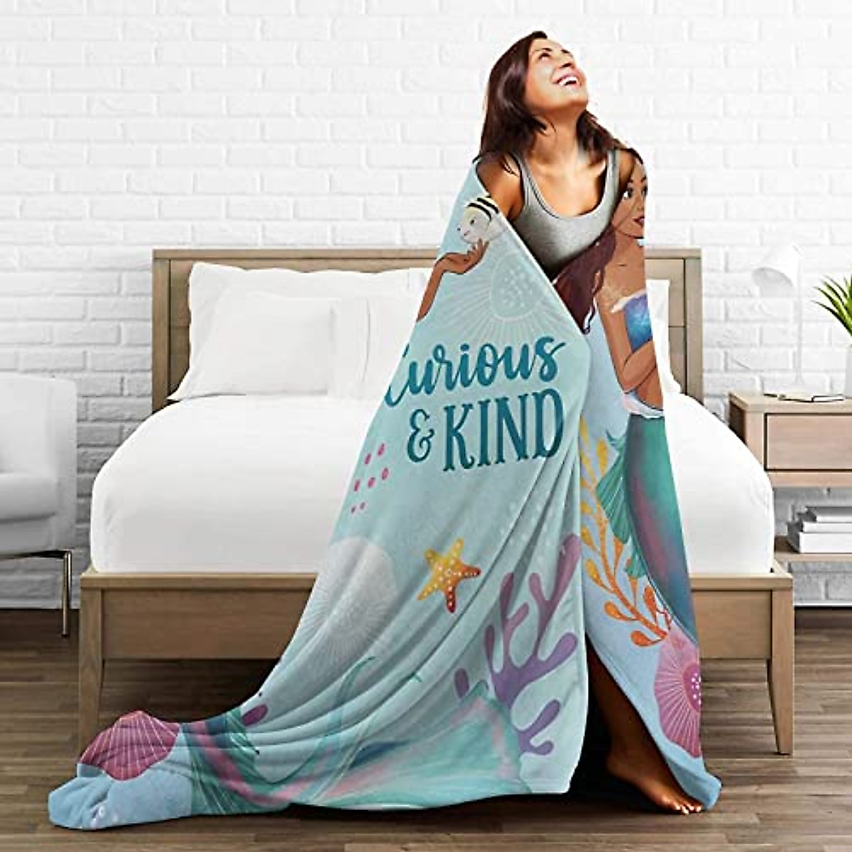 Mermaid Movie Throw Blanket for Kids & Adults, All Seasons Flannel Fleece Blanket Soft Plush Blankets for Couch Sofa Bed Camping Travel 40"x30"