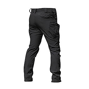 WENKOMG1 Stretchy Cargo Pants for Men,Solid/Camouflage Military Pants Multi Function Multi Pockets Tactical Pants,Baby Boy Mens Sweatpants Elastic Bottom Mens Thermal Pants(Black,X-Large)