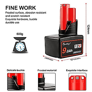 waitley 12V 9Ah Replacement Battery Compatible with Milwaukee M12 9.0Ah Power Tools