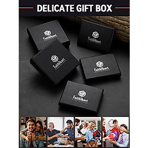 FaithHeart Black St. Christopher Necklace for Men Christian Amulet Jewelry with Stainless Steel Wheat Chain Oval Medal Pendant for Prayer